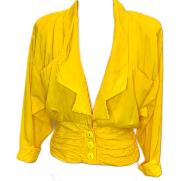 Tapestry | Tops | Tapestry Vintage 8s Bright Yellow Blouse With Buttons ...